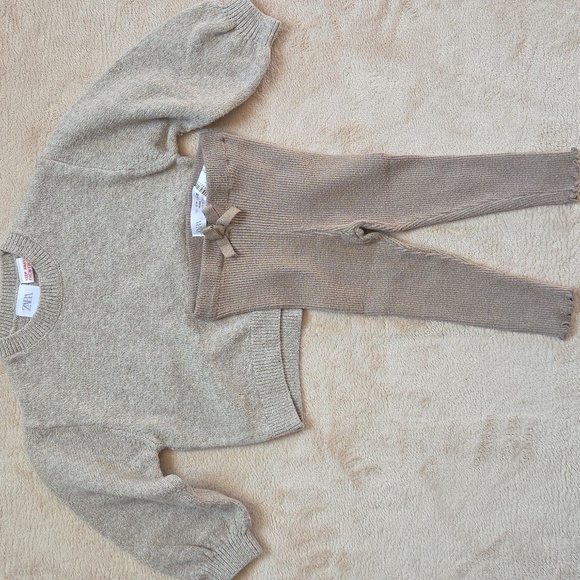 Zara | Matching Sets | Zara Knit Sweater Knit Leggings With Bowtaupe ...